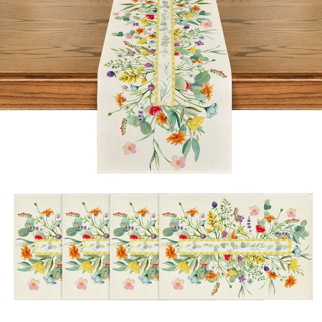 Smile Day Placemats Sets & Kitchen Decor Dining - Floral Spring Summer ...