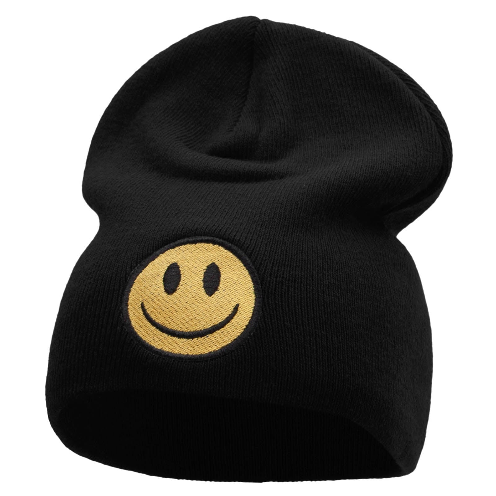 Smile Full Face Logo Embroidered Short Beanie - Black OSFM - Walmart.com
