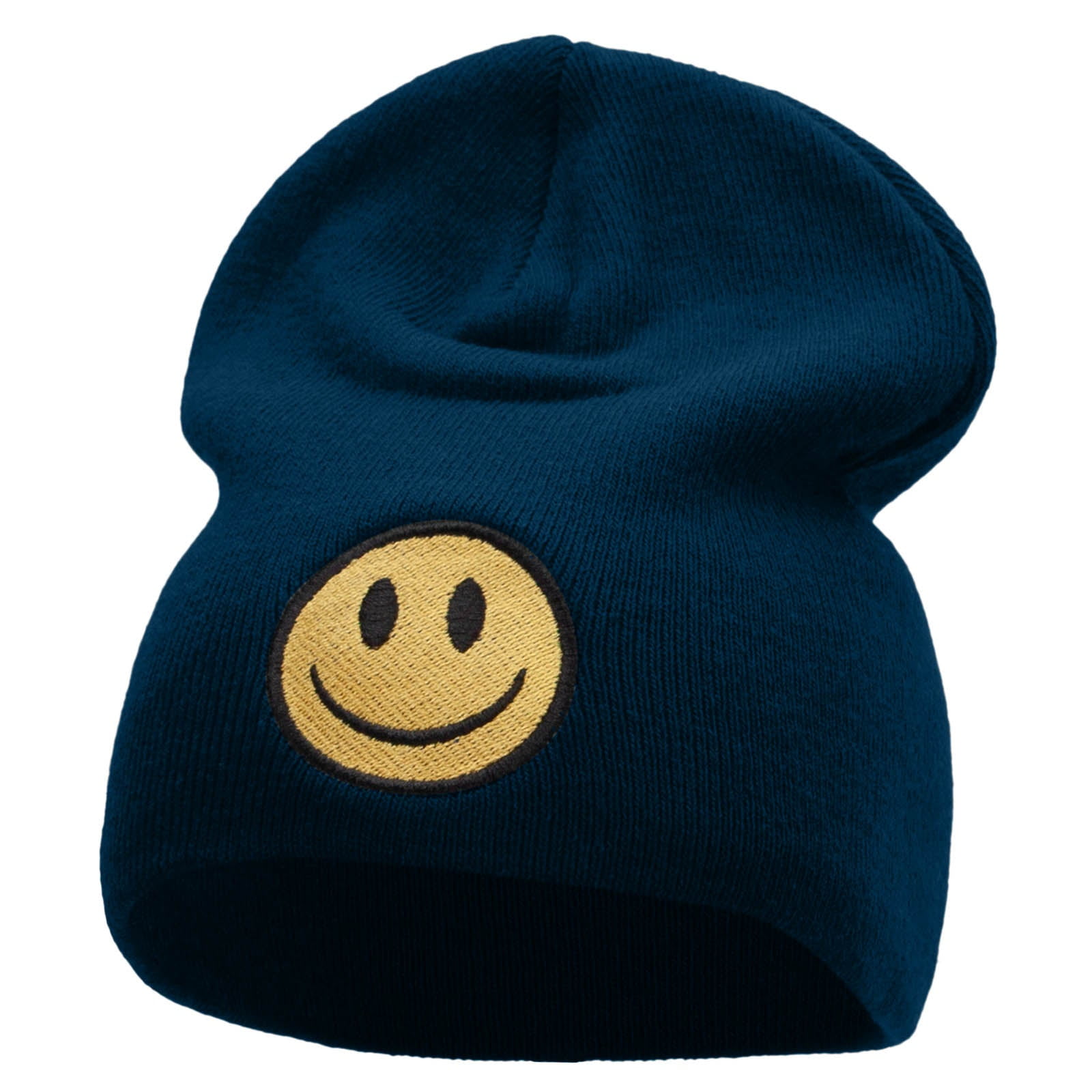 Smile Full Face Logo Embroidered Short Beanie - Navy OSFM - Walmart.com