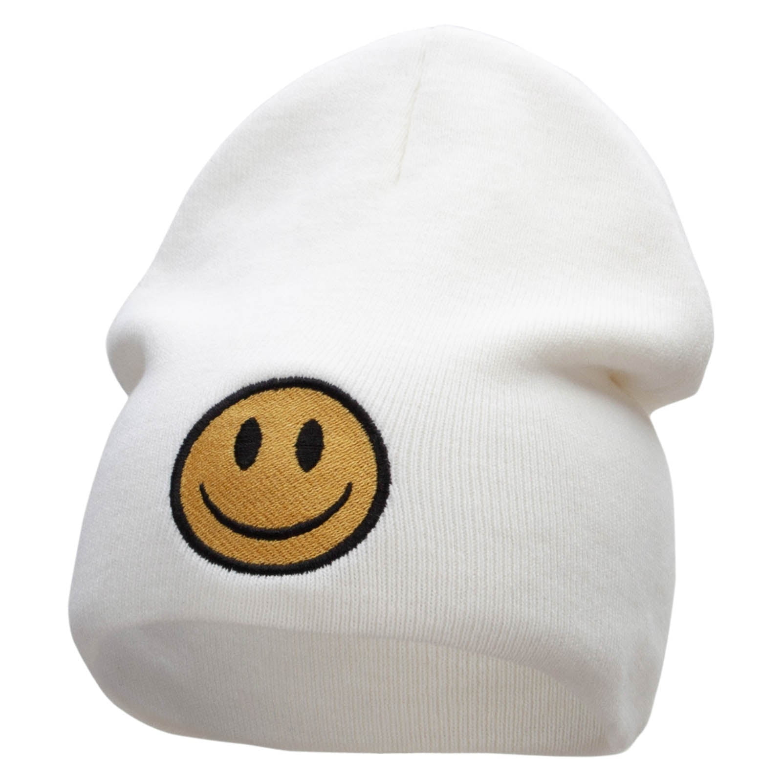 Smile Full Face Logo Embroidered Short Beanie - White OSFM - Walmart.com