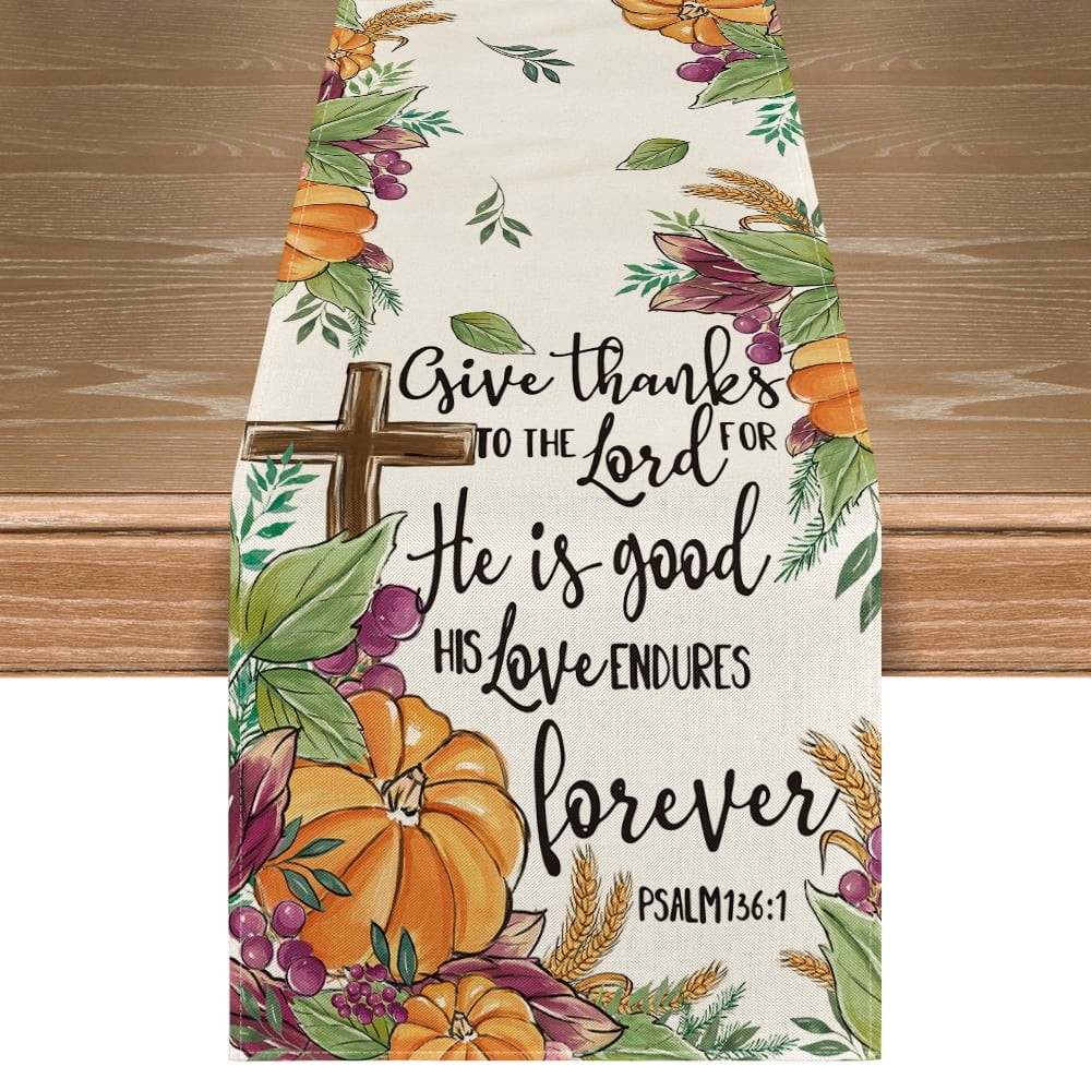 Smile Give Thanks to the Load for He is Good Fall Thanksgiving Table ...