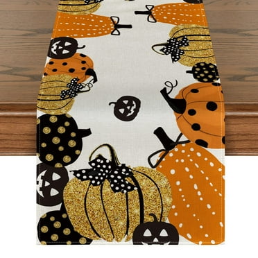 Smile Pumpkin Polka Dot Spider Web Jack-O'-Lantern Halloween Table Runner 13 x 72 Inch - Walmart.com