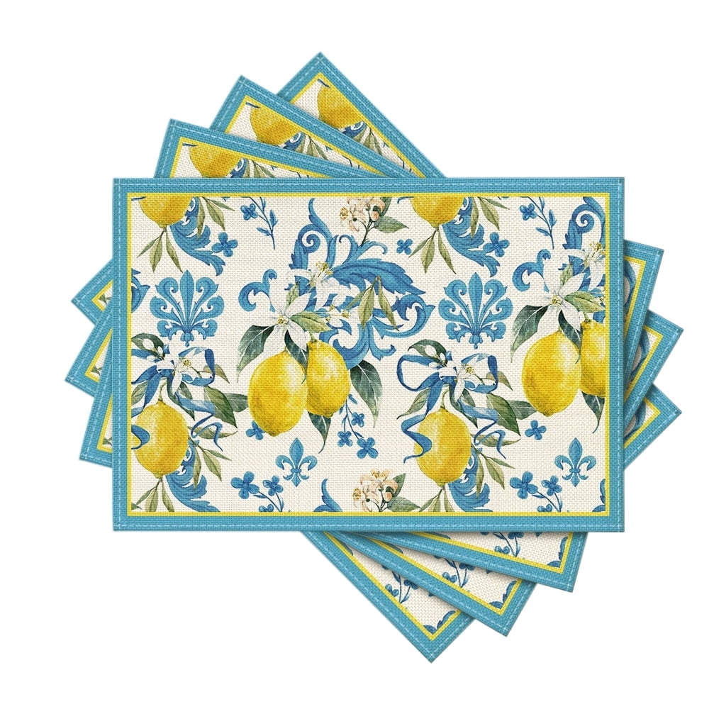 Smile Lemon Iris Table Placemats for Spring Summer 12 x 18 Inch Set of ...