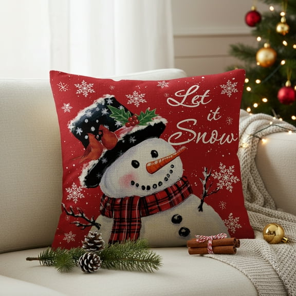 Christmas Snowman Reindeer Gloves Eucalyptus Throw Pillow Covers, 18 x ...