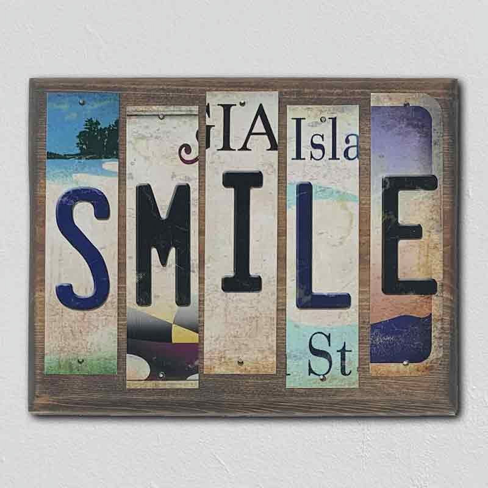 Smile License Plate Tag Strips Novelty Wood Sign WS-096 8" x ".." Strip ...