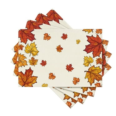 Smile Fall Table Runner and Placemats, 13 x 72, 12 x 18, Maple Leaves ...