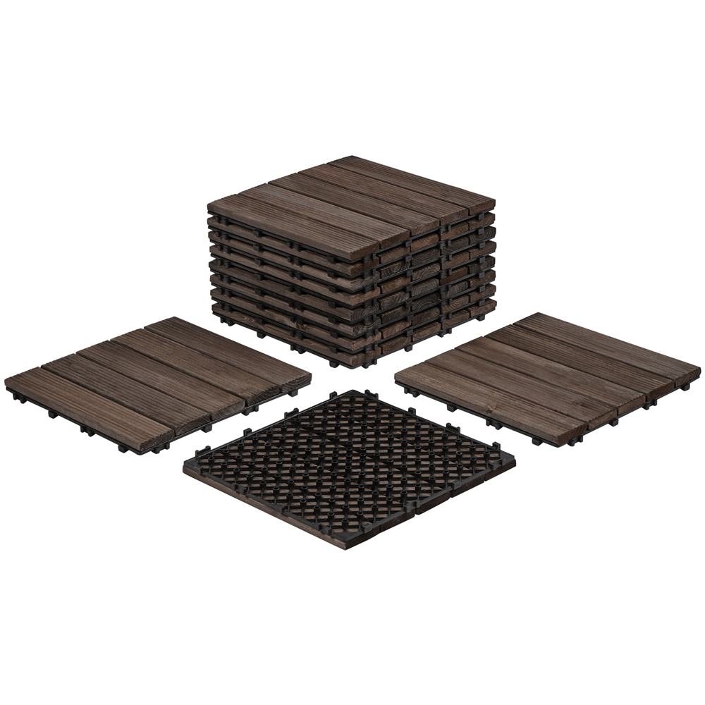 Cortesi Home DIY Interlocking Floor Tiles in Solid Teak Wood (Set of 6 ...