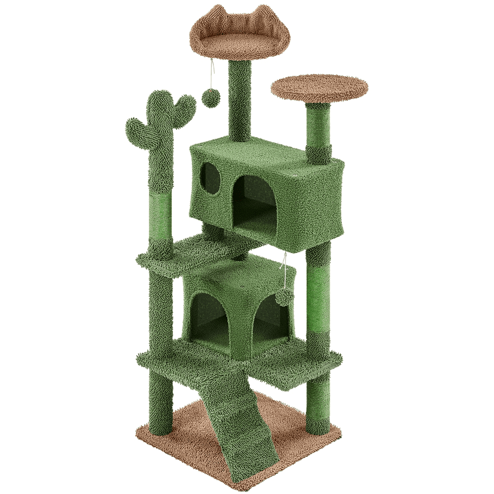 Alden Design 54″ H Cactus Cat Tree with 2 Condos & Scratching Posts ...