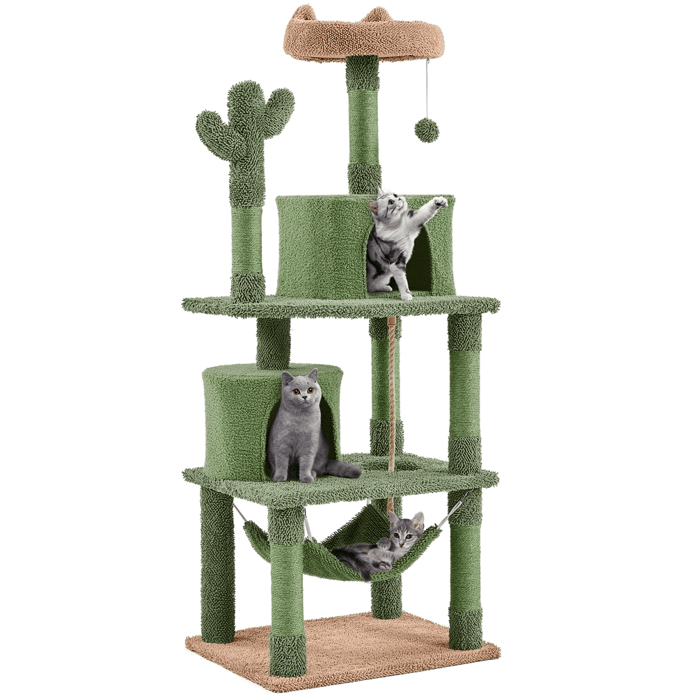 Alden Design 62.5″ H Cactus Cat Tree with Padded Perch for Medium-sized ...