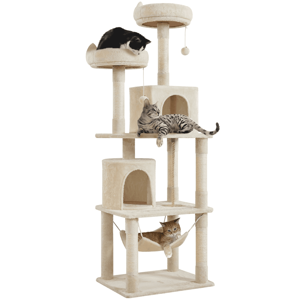 Alden Design 70″ H Multi Level Cat Tree Tower with 2 Foam-Padded ...