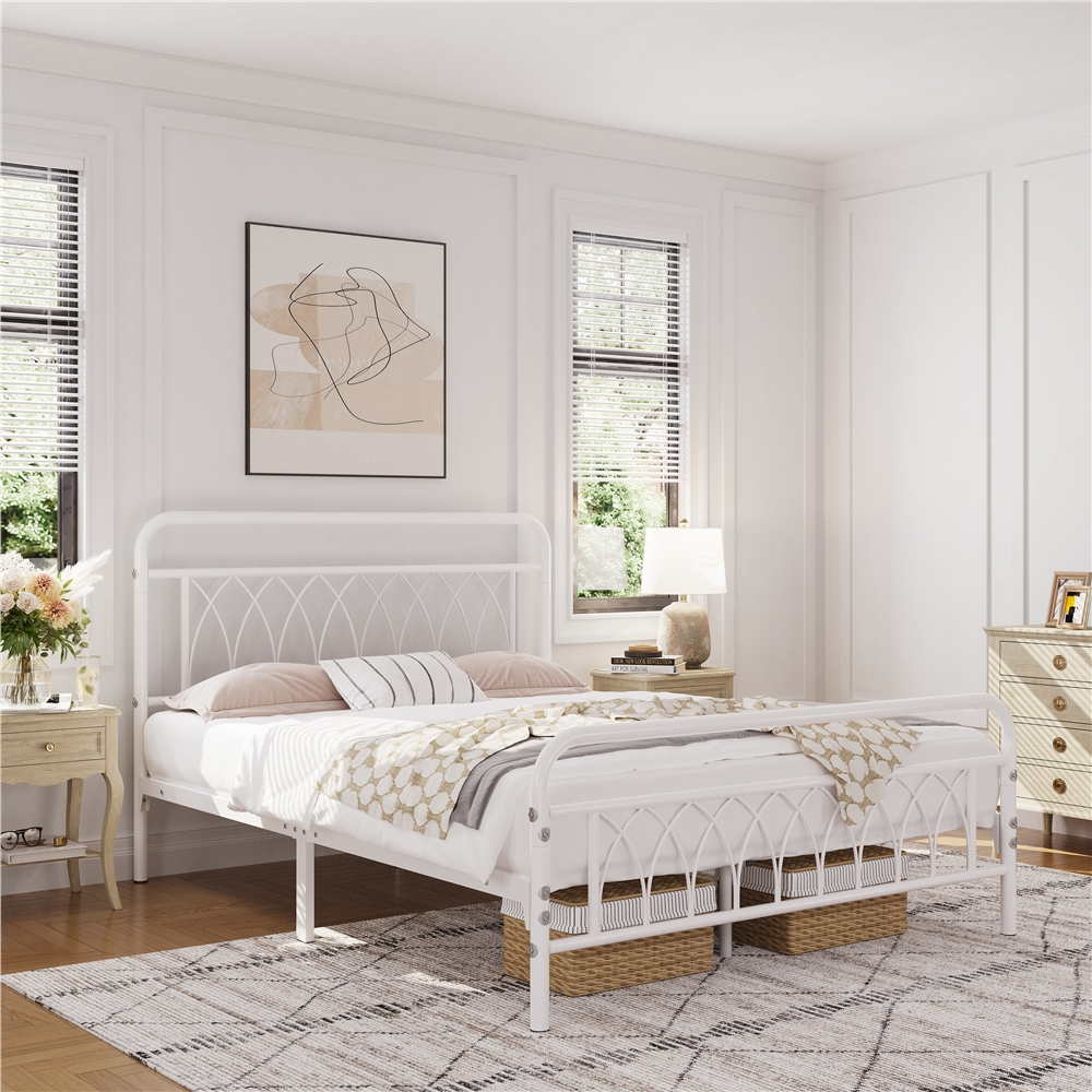 Smile Mart Metal Platform King Bed with High Headboard, Black - Walmart.com