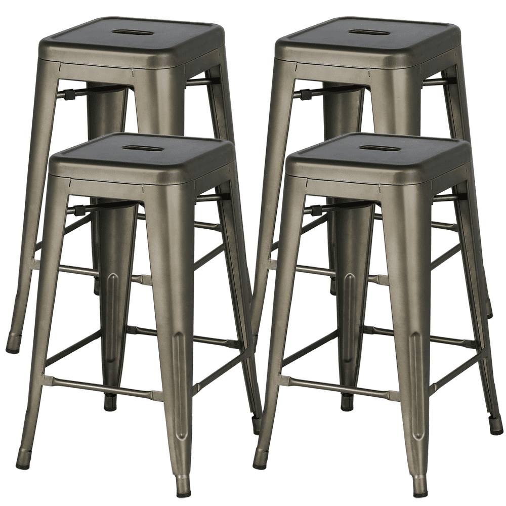 Alden Design Gunmetal Grey Stackable Metal Bar Stool - Set of 4 ...