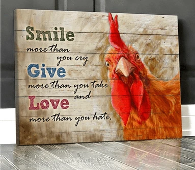 Smile More Than You Cry Staring Chicken NO FRAMED POSTER Home Decor ...