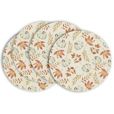 Smile Harvest Autumn Themed Kitchen Placemats, Blue Floral Maple Leaves ...