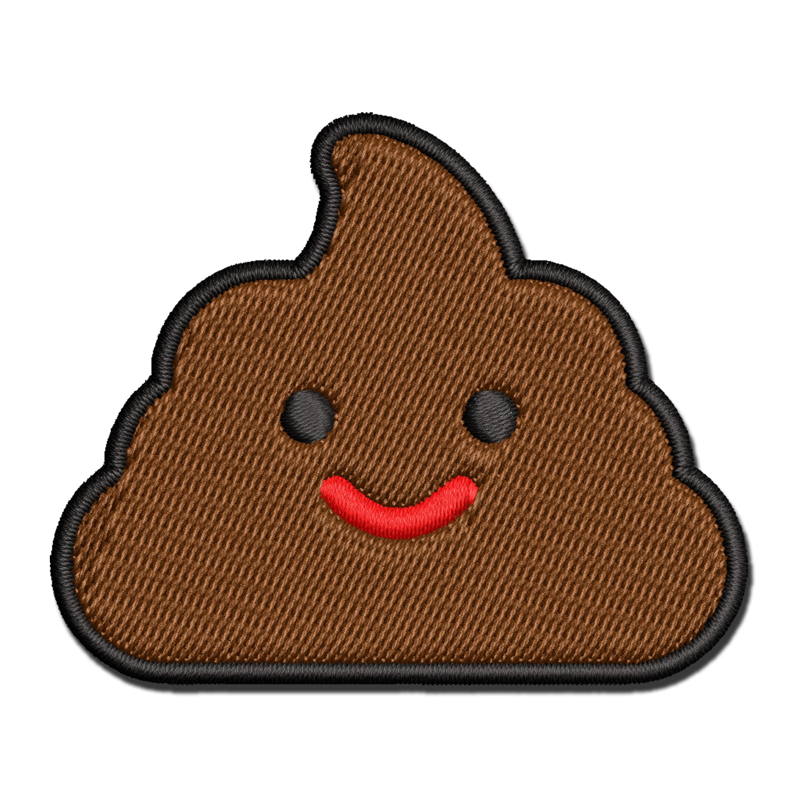 Smile Poop Face Emoticon Applique Multi-Color Embroidered Iron-On Patch ...