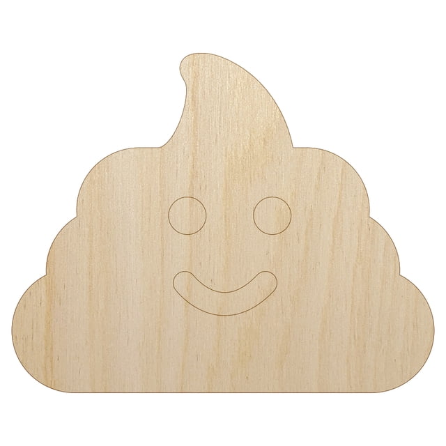 Smile Poop Face Emoticon Wood Shape Unfinished Piece Cutout Craft DIY ...