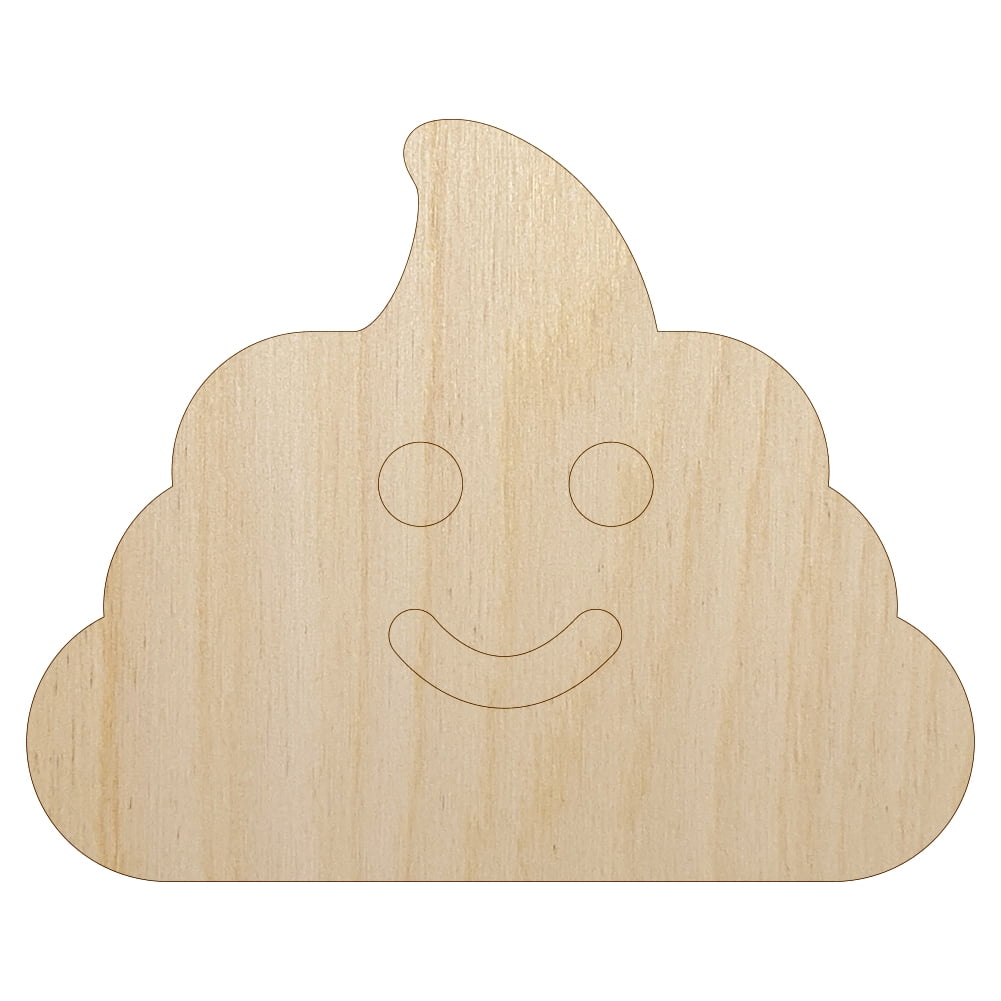 Smile Poop Face Emoticon Wood Shape Unfinished Piece Cutout Craft DIY ...