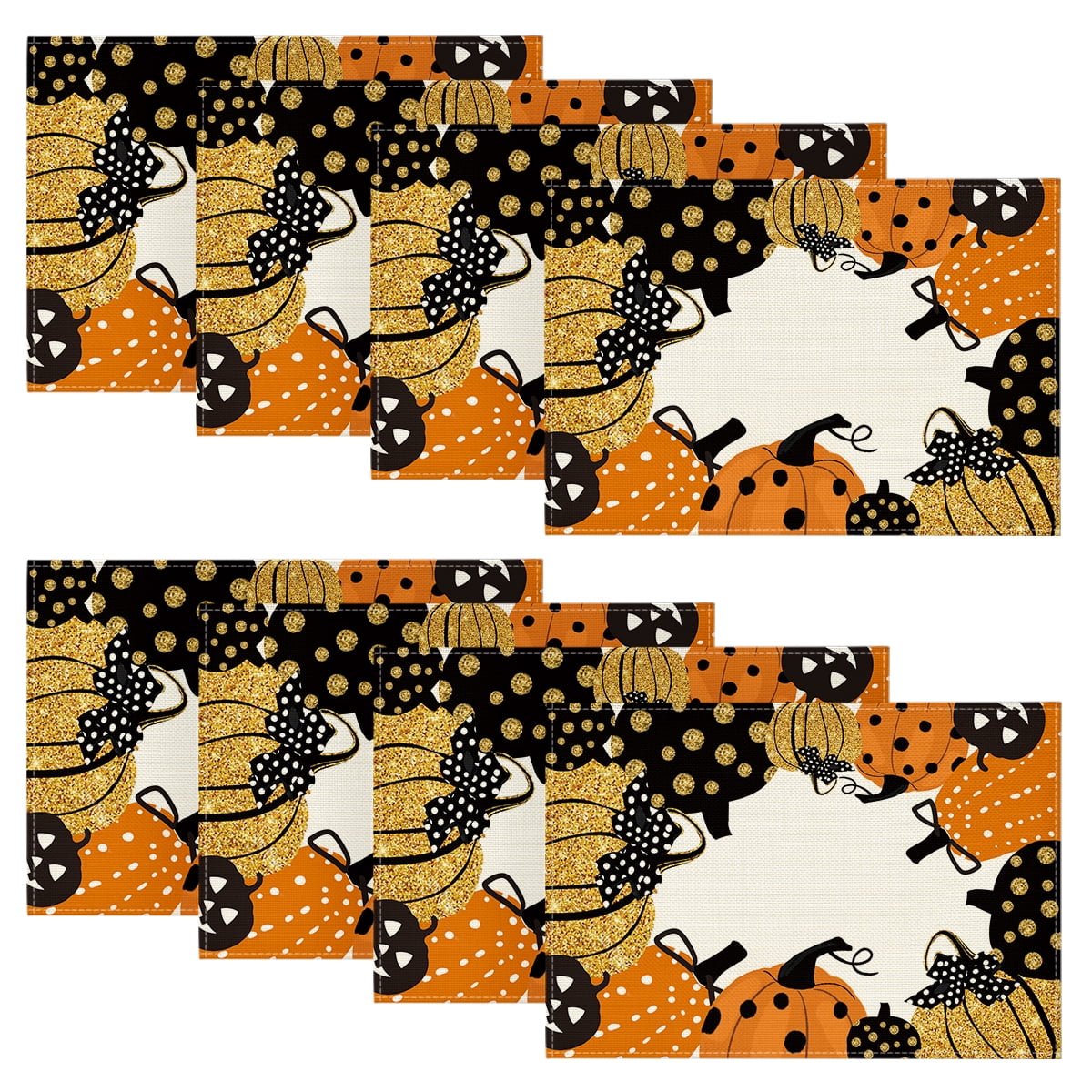 Smile Pumpkin Halloween Placemats Set of 8, 12x18 Inch Fall Pumpkin ...