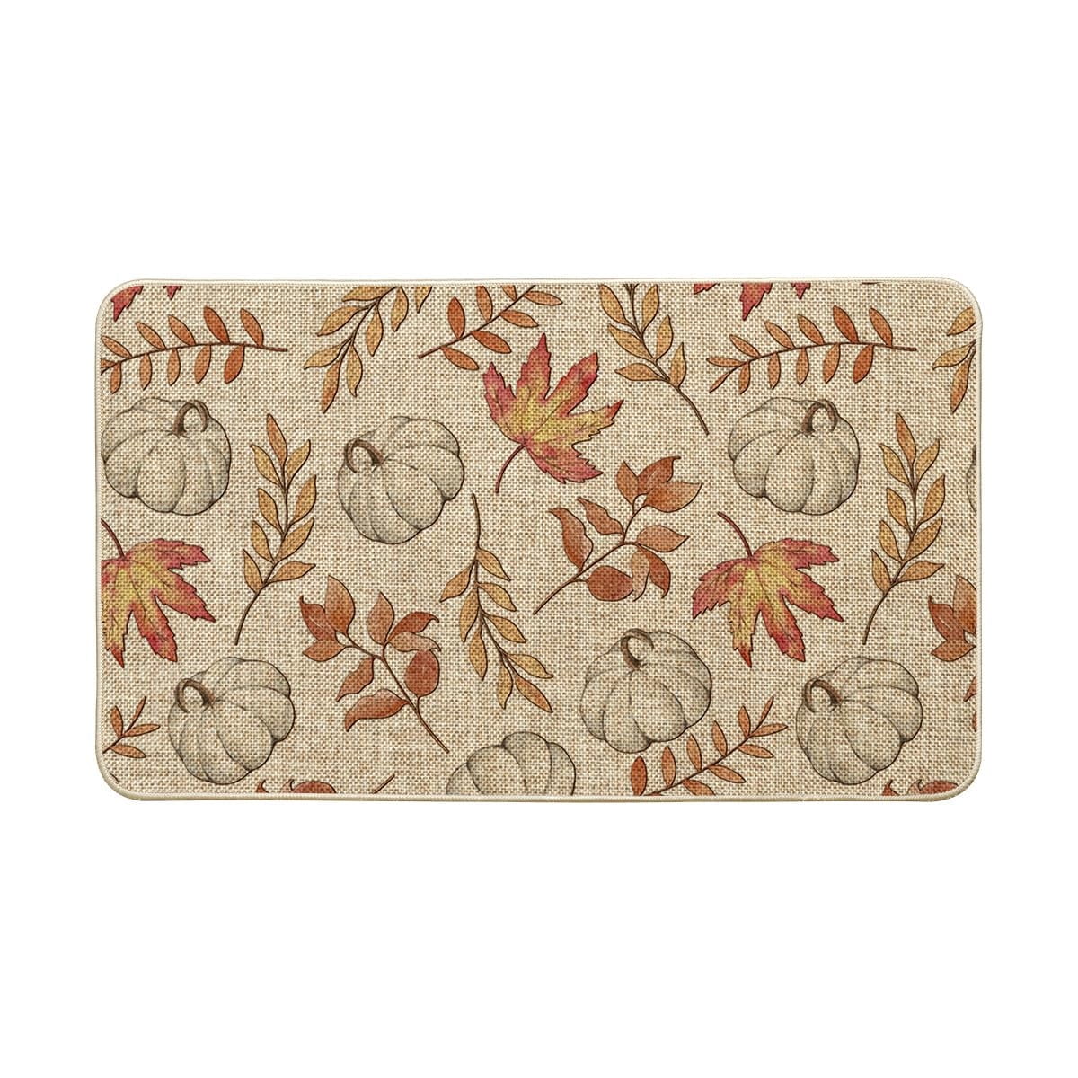 Smile Pumpkins Maple Leaves Fall Doormat, Autumn Home Decor Floor Mat ...
