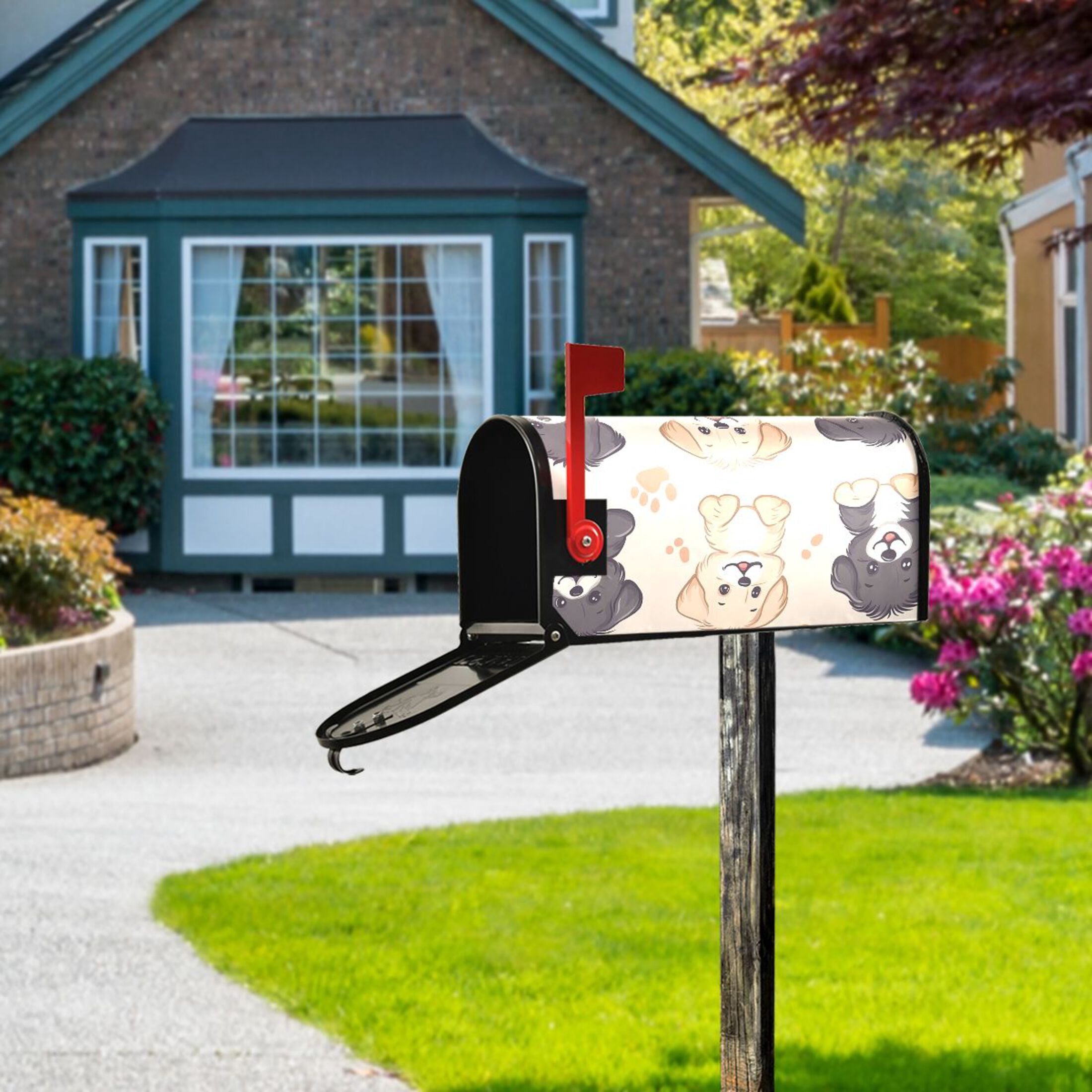 Smile Puppys Dogs Mailbox Cover Magnetic Standard Size Post Box Cover ...