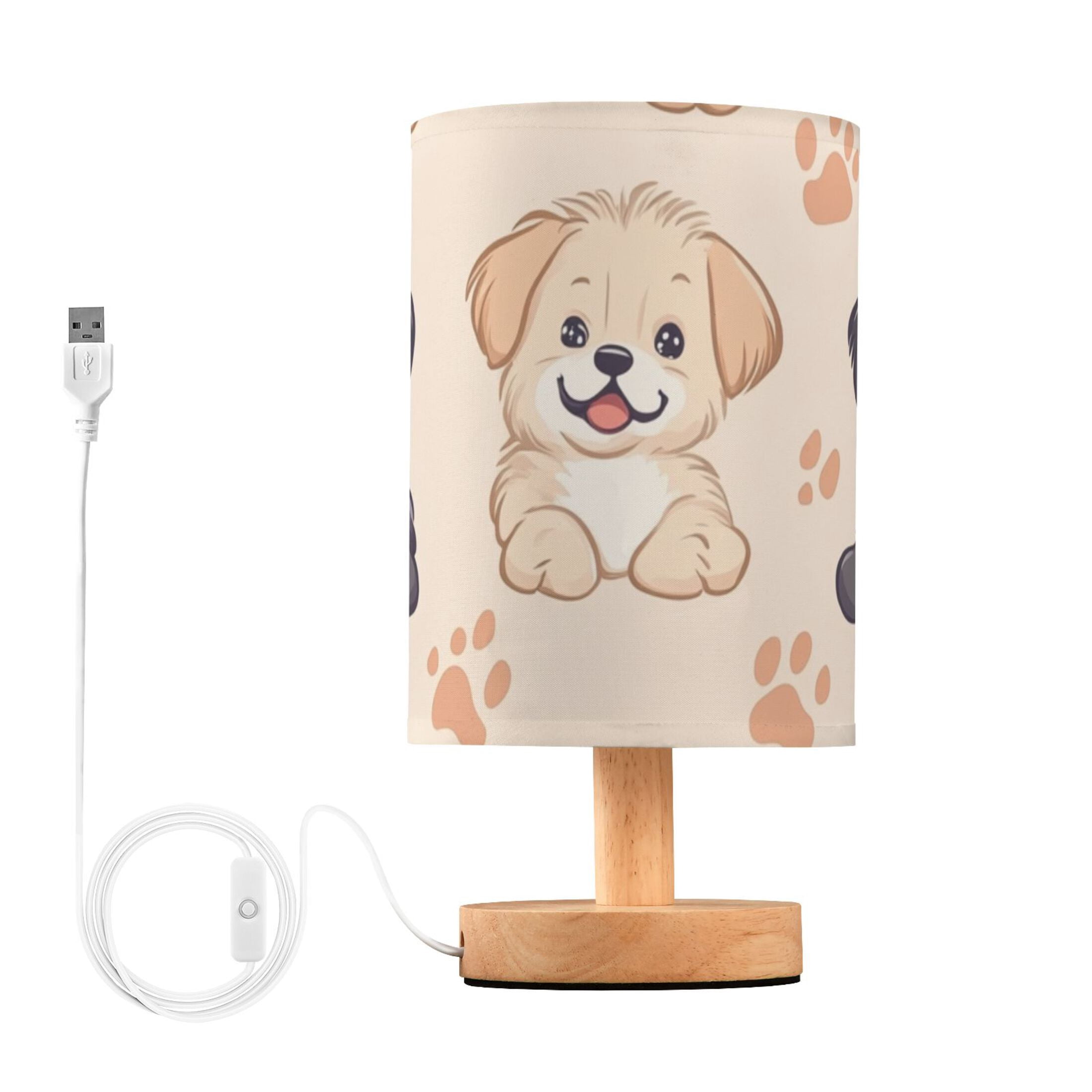 Smile Puppys Dogs Table Lamp for Desk Nightstand Lamp with USB Modern ...