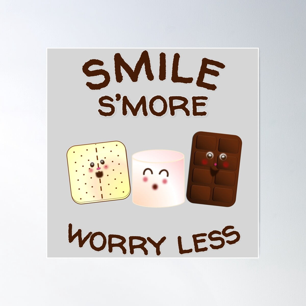 Smile Smore, Worry Less Poster Wall Art, Modern Wall Decor For Living ...