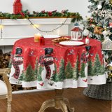 Smile Holiday Dining Tablecloth, 60 Inch Round, Red Xmas Decor with ...