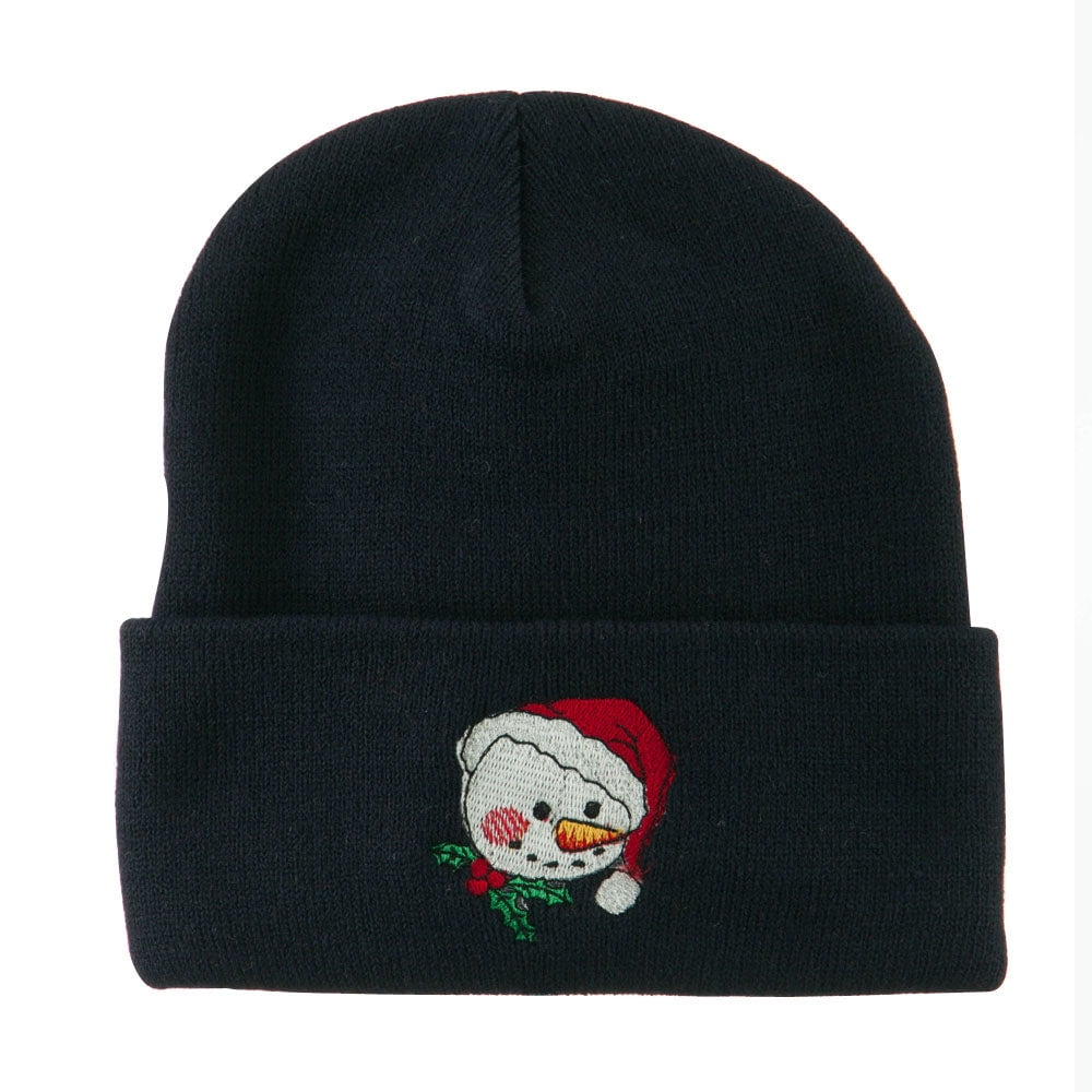 Smile Snowman Embroidered Beanie - Navy OSFM - Walmart.com
