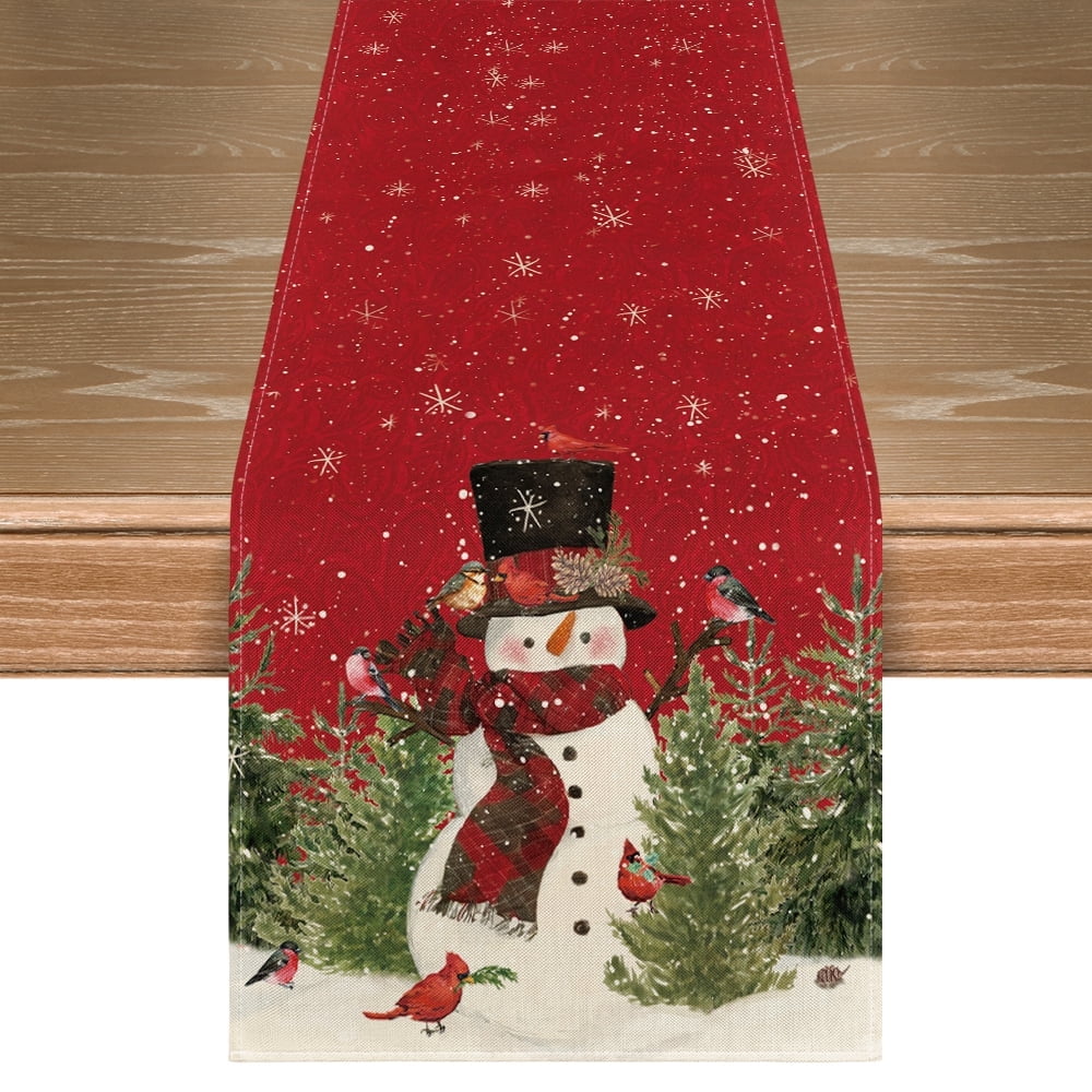 Smile Snowman Xmas Winter Table Runner for Dining Table 13 x 36 inch ...
