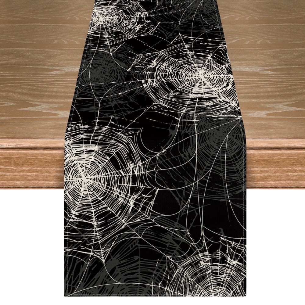Smile Spider Web Black Halloween Table Runner 13 x 72 Inch - Walmart.com
