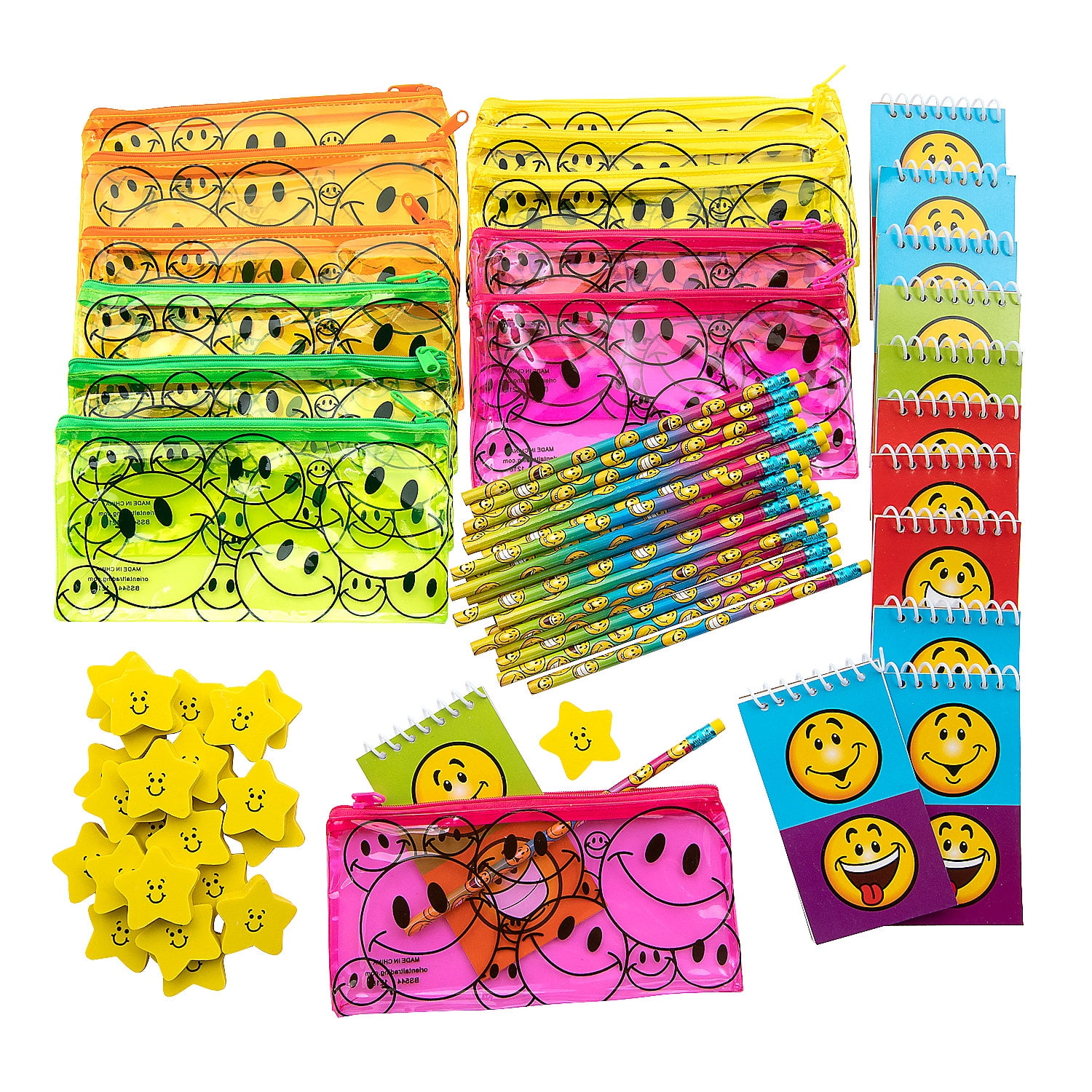 Smile Stationery Set with Pencil Case Kit Bulk 72 Pc - Walmart.com