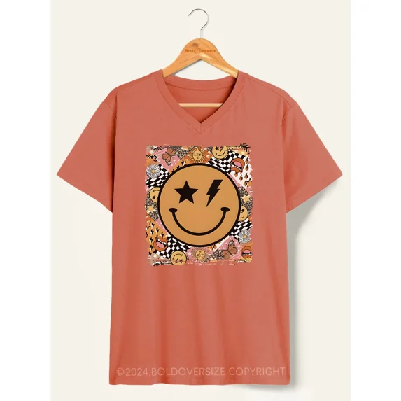 Smile V-Neck Tee - Walmart.com