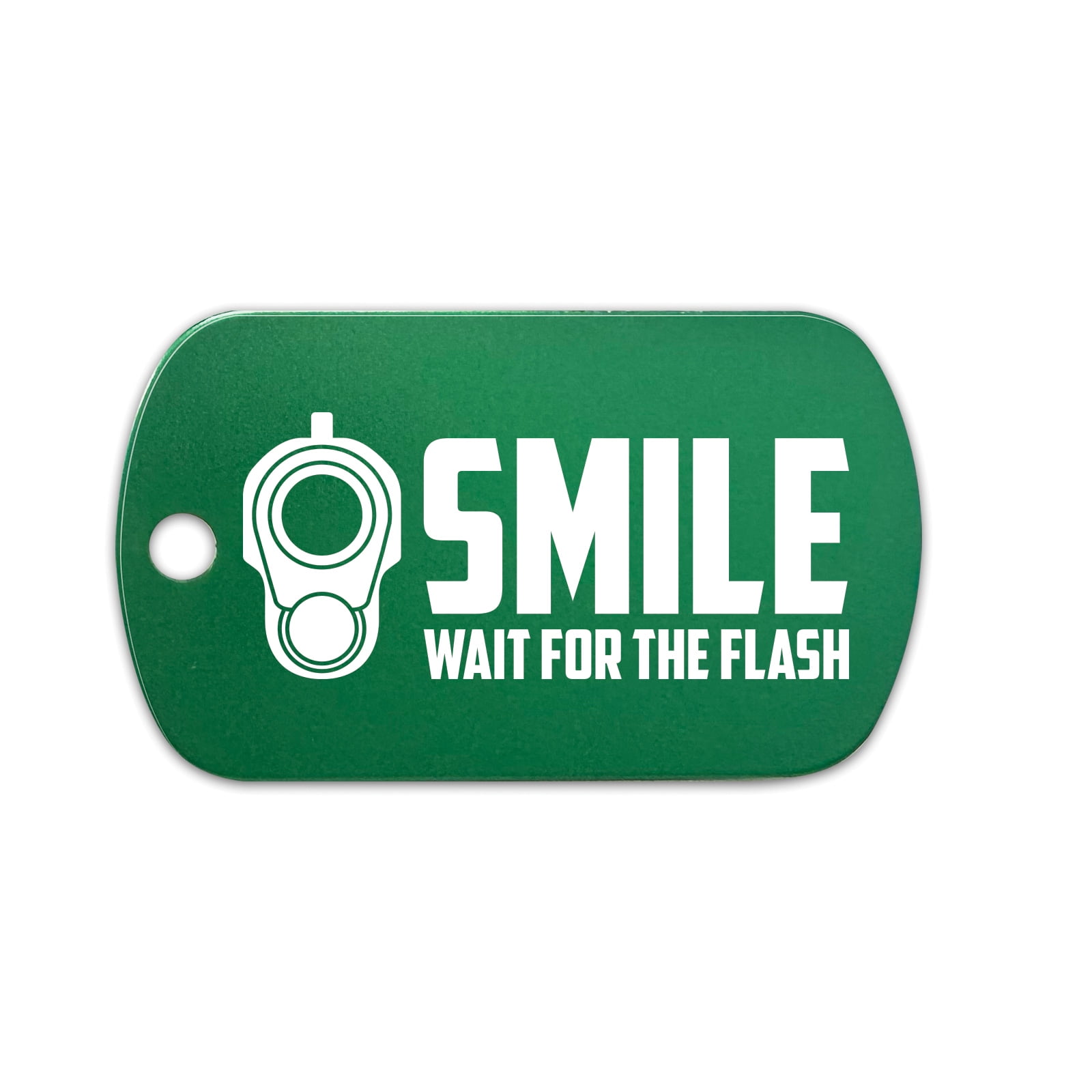 Smile Wait For The Flash GI Dog Tag Aluminum Keychain - Green - Walmart.com