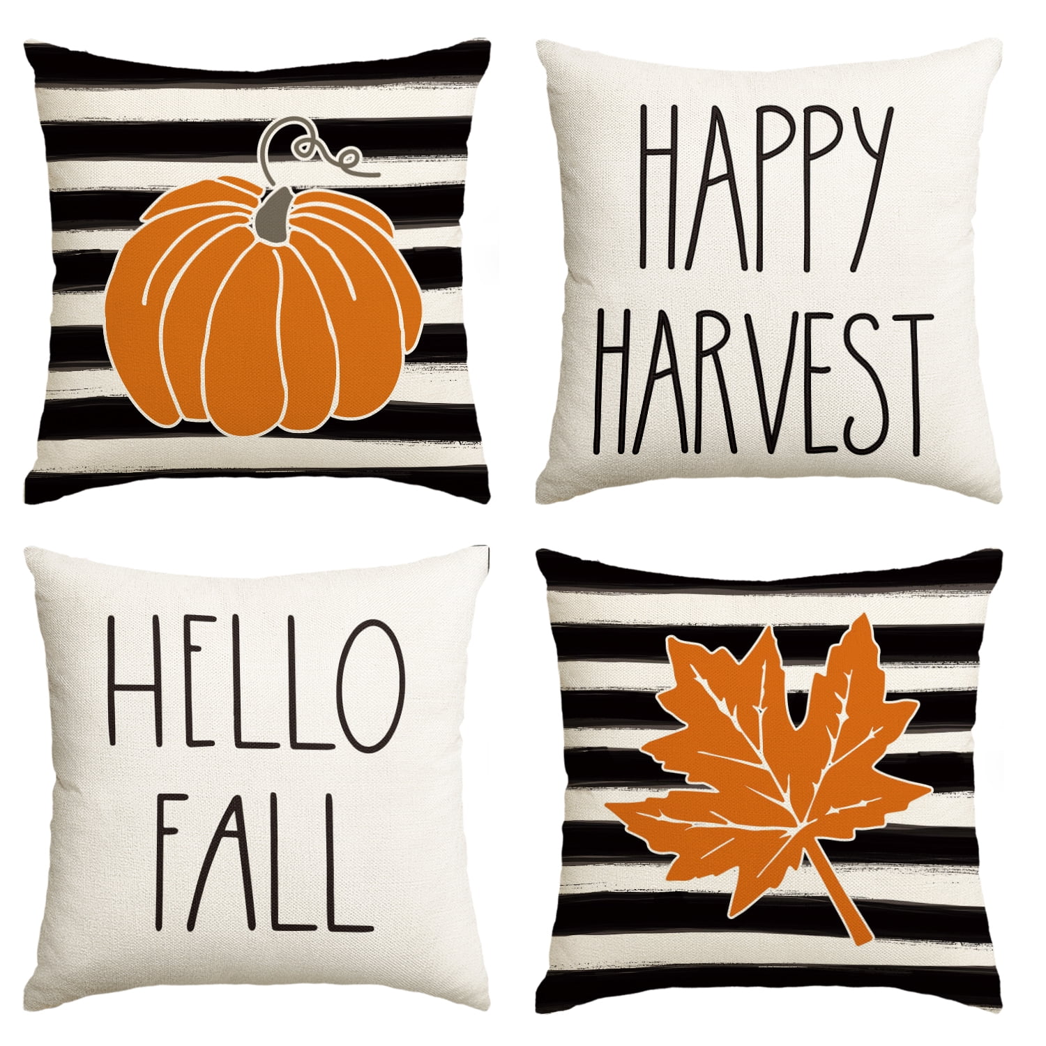 Autumn Themed Throw Pillow Covers - Set of 4, 18x18, Outdoor Cushion ...
