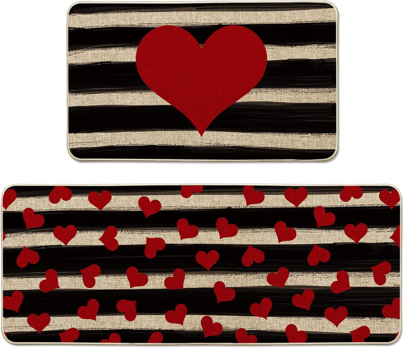 Smile Valentine's Day Themed Kitchen Rugs Set of 2, Love Heart Design ...