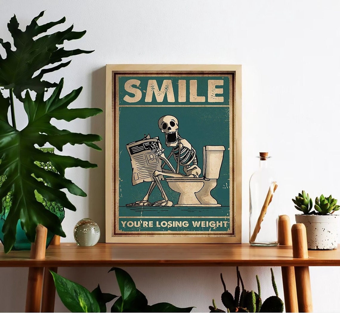 Smile You Are Losing Weight Vintage Print, Wall Art, Print, Bathroom ...