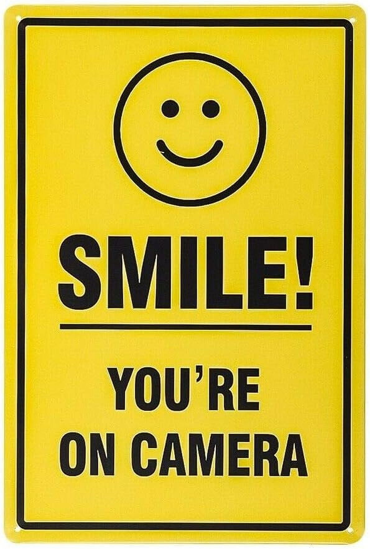 Smile You'Re On Camera Sign Video Surveillance Sign Warning For Cctv ...