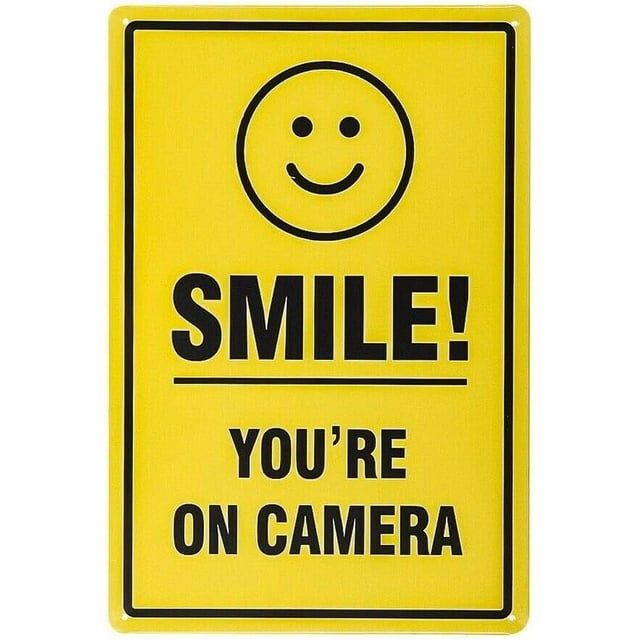 Smile You'Re On Camera Sign Video Surveillance Sign Warning For Cctv ...