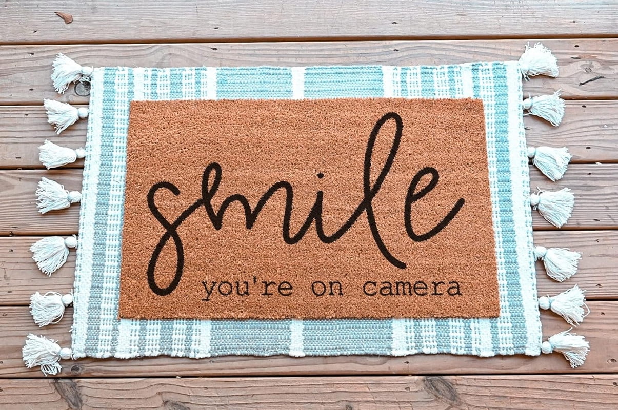 Smile You're On Camera Doormat Funny Doormat Funny Door Mat No ...