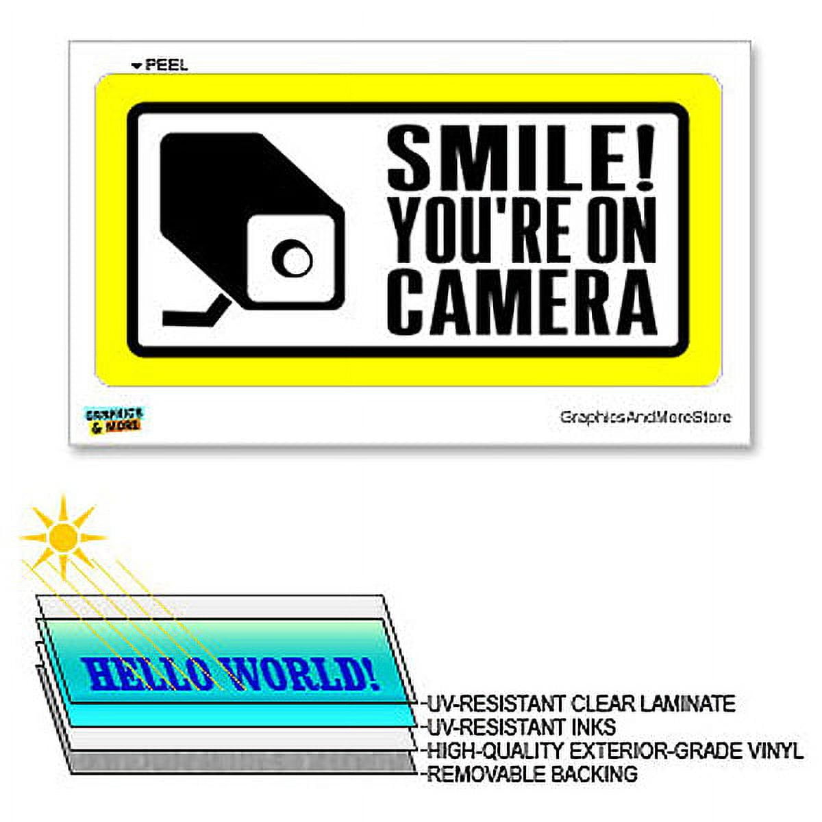 Smile You're On Camera Video Surveillance - 12 in x 6 in - Laminated ...