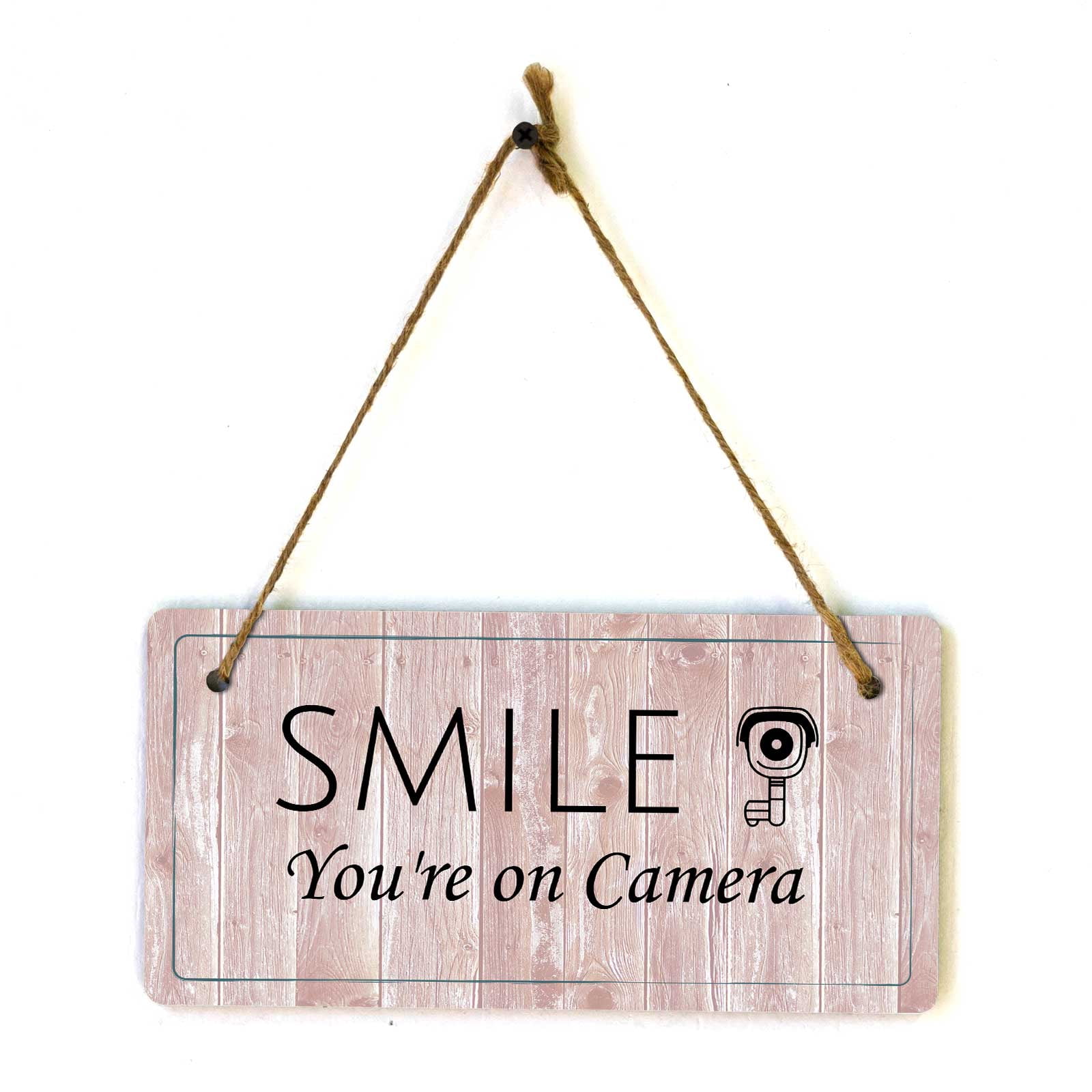 Smile You're on Camera | Rustic Red Wood 5 x 10" Hanging Sign - Walmart.com