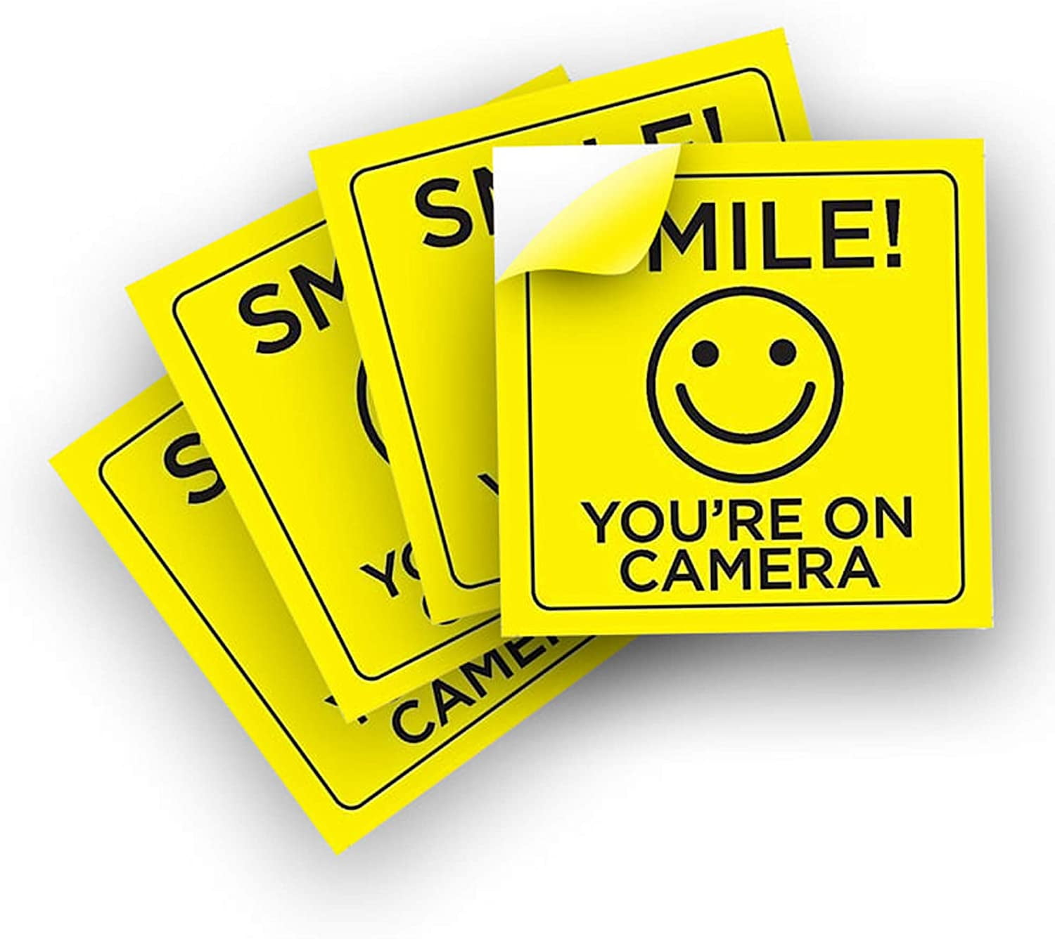 Smile You're on Camera Sticker, 6x 6 Inch, 4 Pack, Durable, Black and ...
