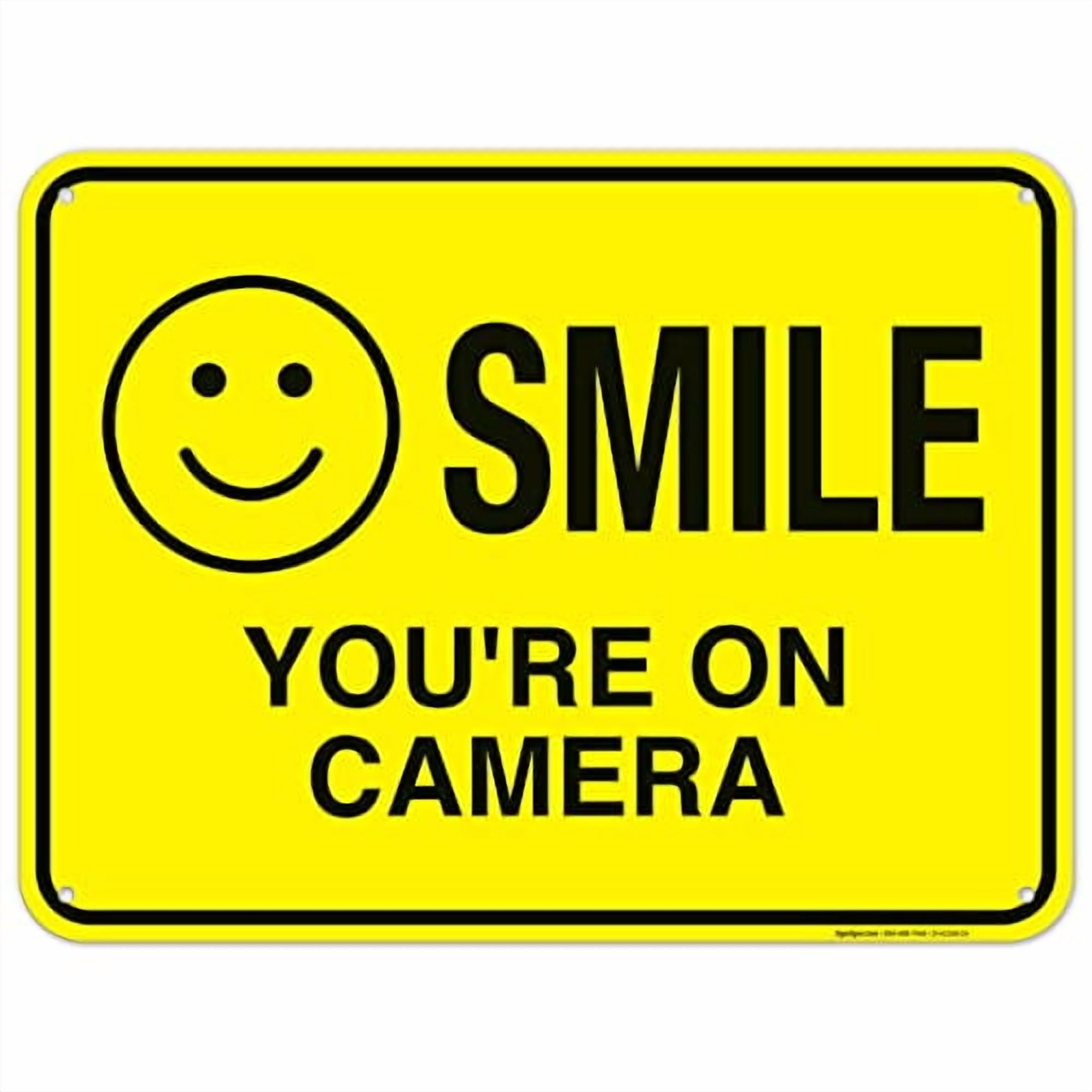 Smile You're on Camera Surveillance Sign, 18x24 Inches, 55 mil Thick ...