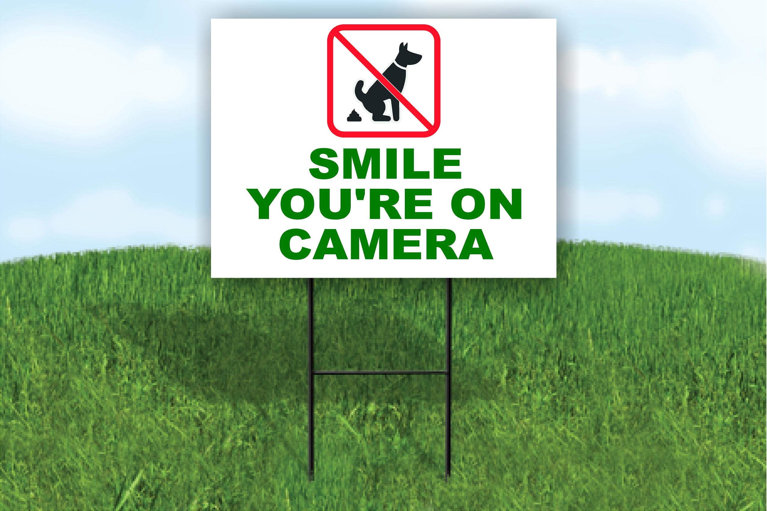 Smile you're on camera pick up after your dog SINGLE SIDED Yard Sign ...