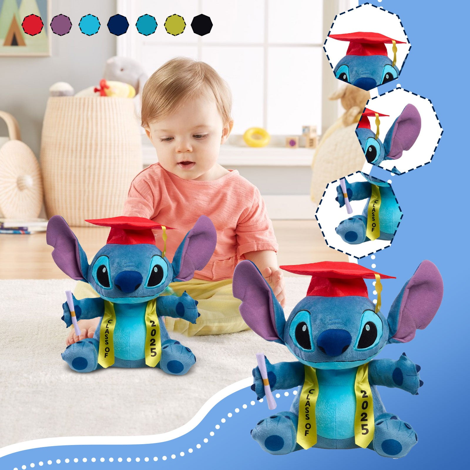 SmileBuddy Stitch Graduation Plush 2025, Stitch Class of 2025 ...