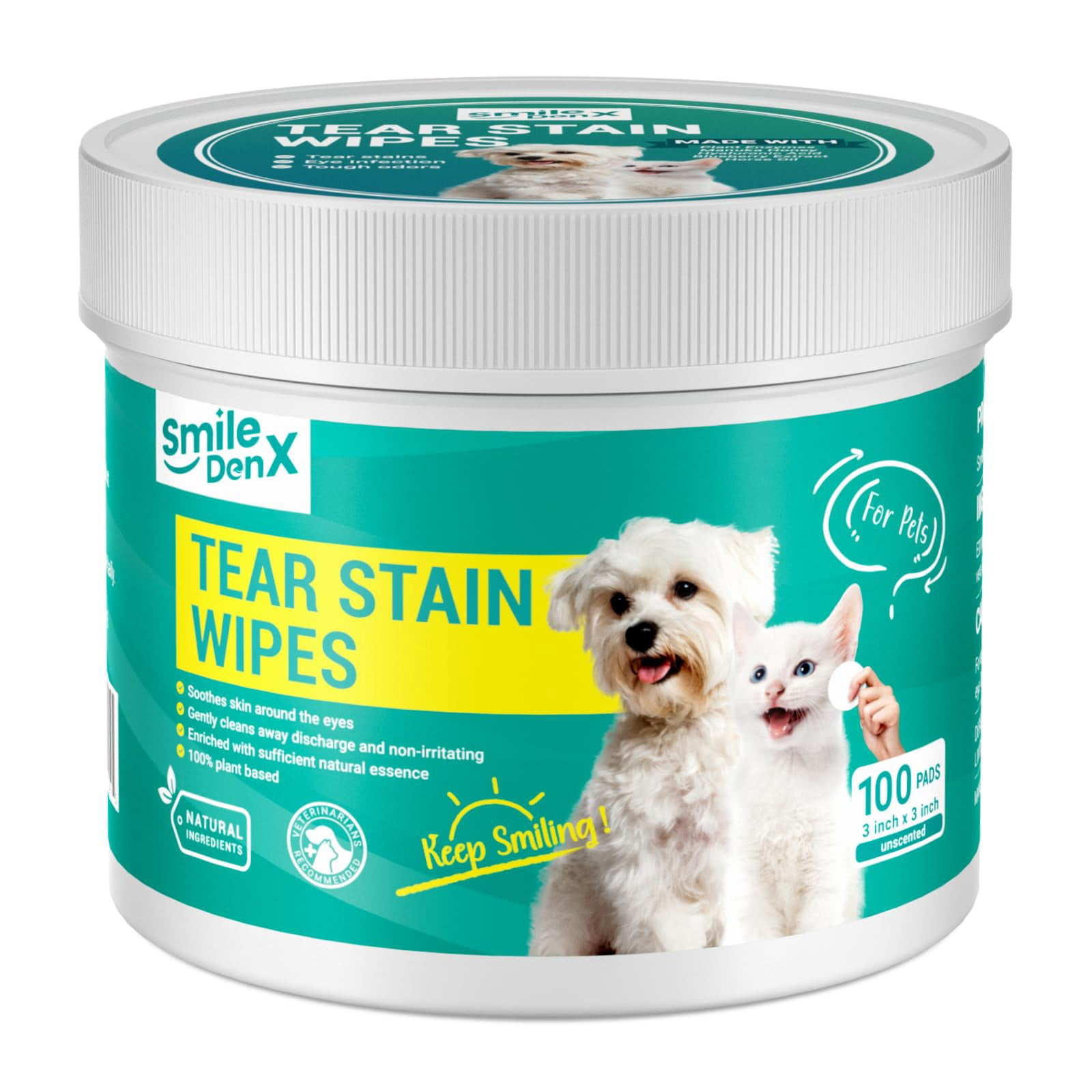 SmileDenX Dog Eye Wipes, Dog Eye SMRInfection Treatment Gentle Eye ...