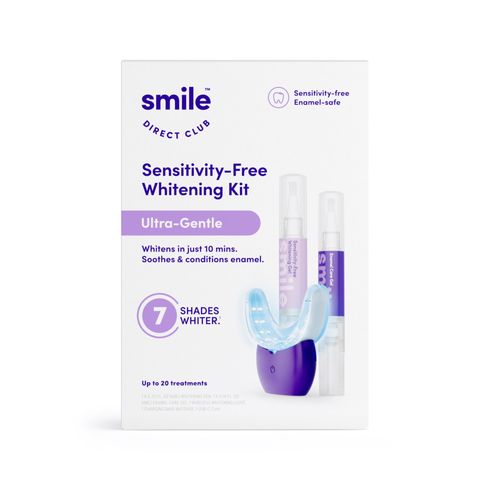 SmileDirectClub Teeth Whitening Kit, Sensitivity Free, LED Light, 20 Mint Gel Treatments ...
