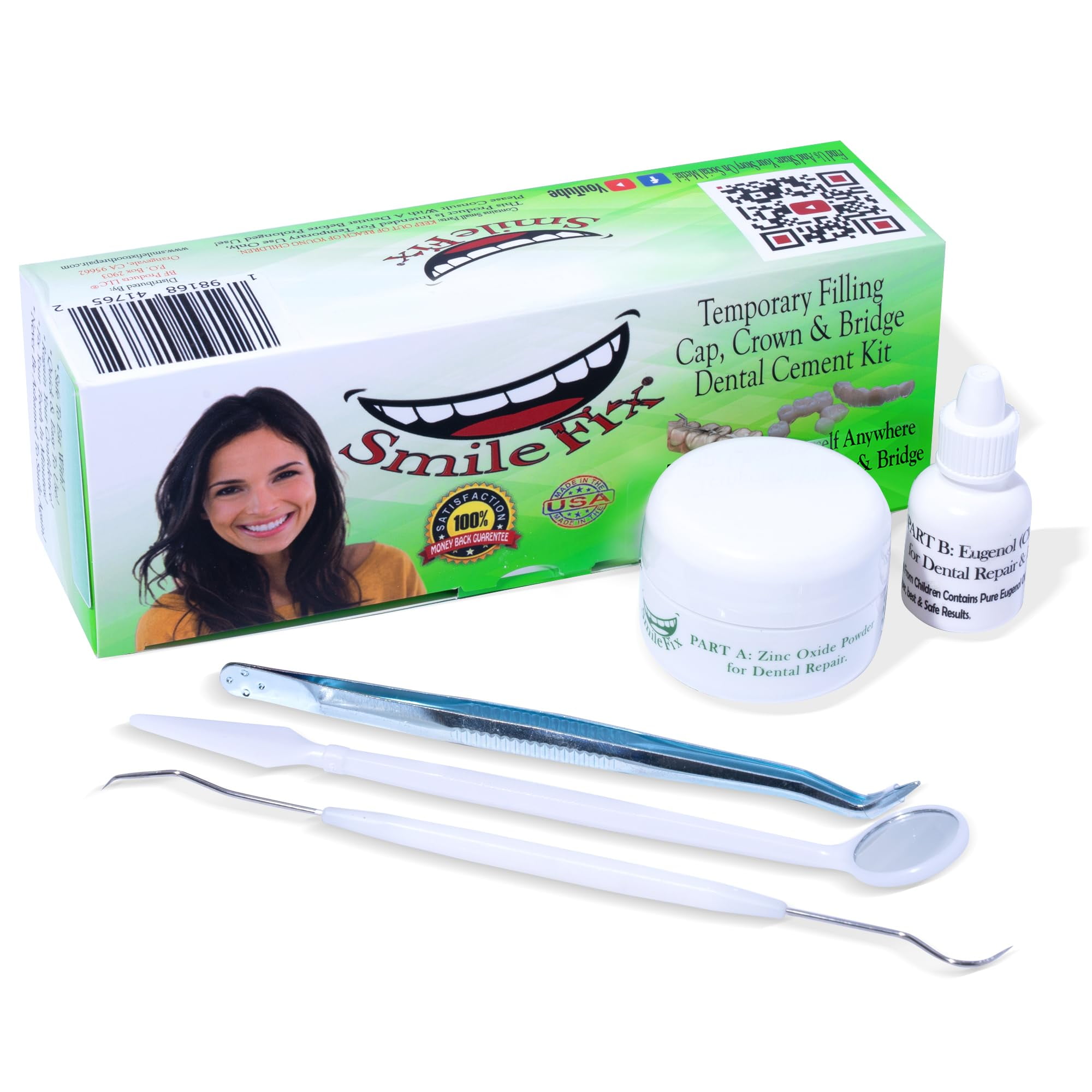 SmileFix Filling, Cap, Crown STF9 & Bridge Dental Repair Kit - Sturdy Zinc Oxide & Eugenol Oil ...