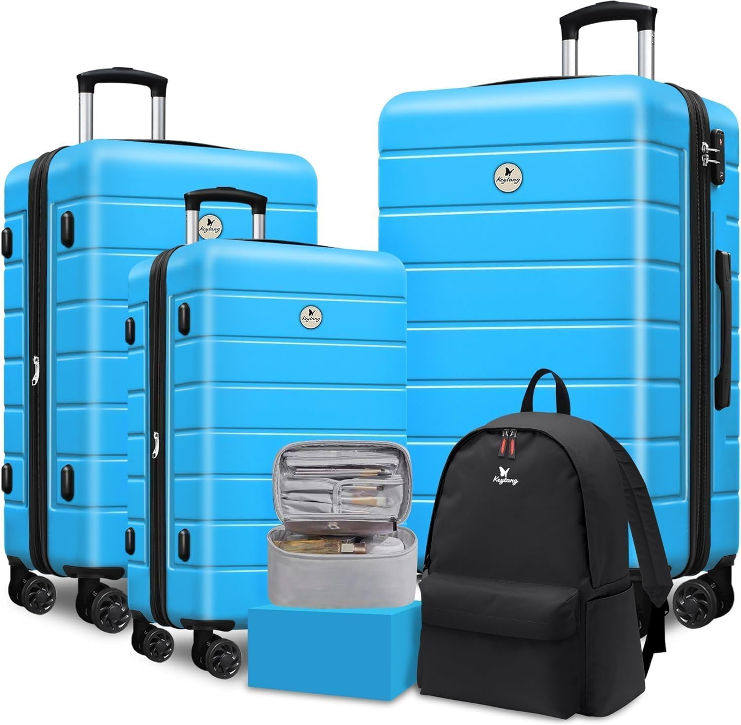 SmileLine 3-Piece Luggage Set Lightweight Hardside Suitcase TSA Lock ...