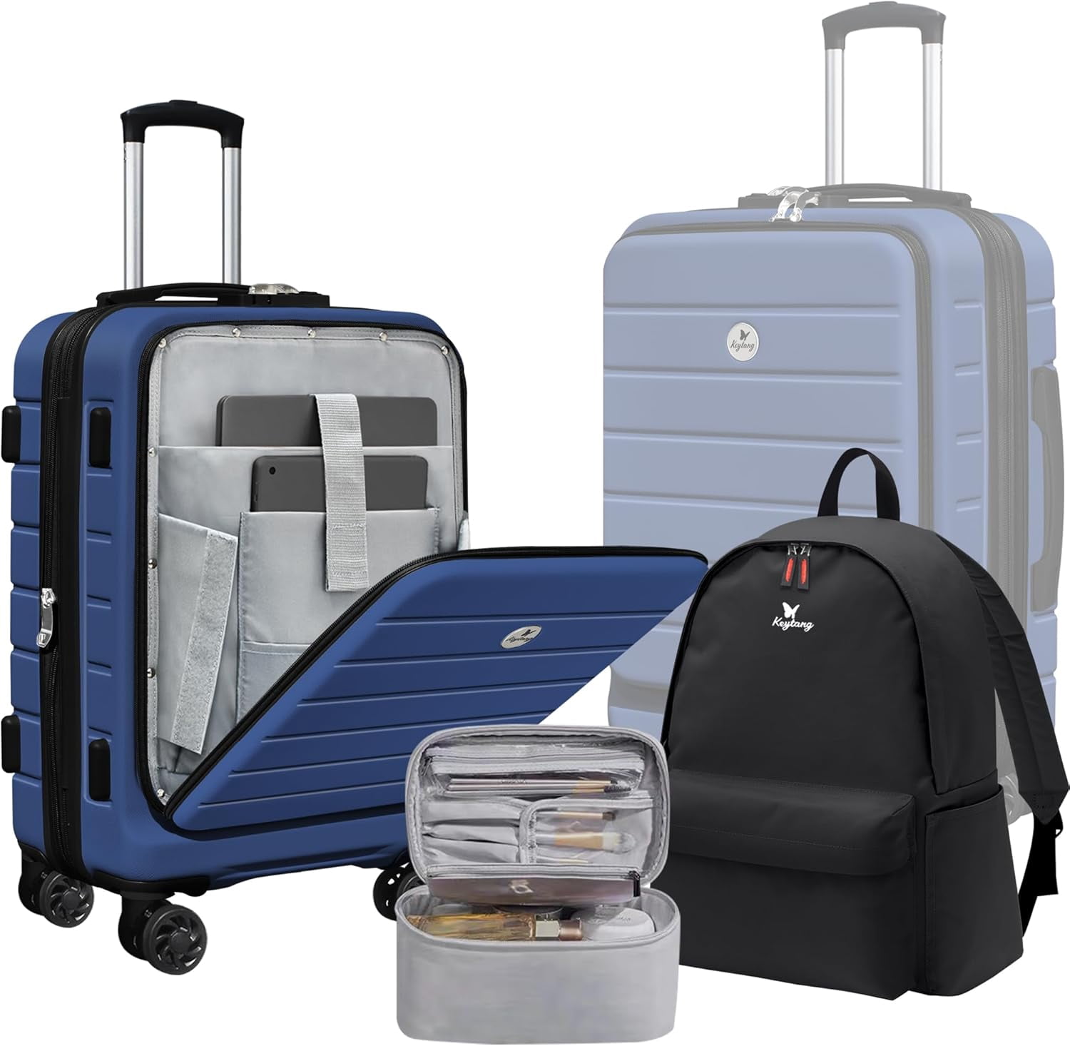SmileLine 3-Piece Luggage Set Lightweight Hardside Suitcase TSA Lock ...